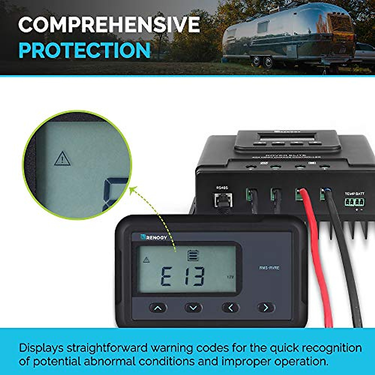 Renogy Screen for Rover Elite 20/40A MPPT Charge Controller with LCD Backlit, Display for Monitoring Tracking