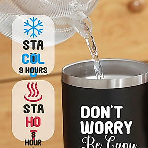 Capybara Gifts, Don't Worry Be Capy, Capybara Themed Gifts for Girls, Women, Capybara Lovers, Onebttle Stainless Steel Tumbler 20OZ Black