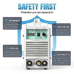 YESWELDER TIG Welder 205Amp HF TIG/STICK/ARC 2 In 1 TIG Welder 110&220V Dual Voltage TIG Welding Machine with Foot Pedal Included TIG-205DS