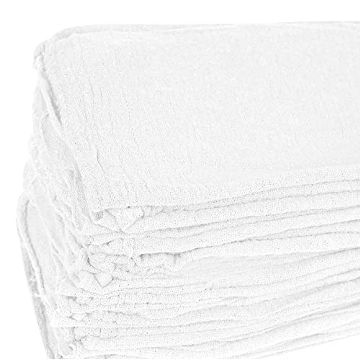 STF Linen Cotton Shop Towels White – (Pack of 150) Size 14x14 Inches Cleaning Rags – Absorbent Shop Rags and Multipurpose Cleaning Towels for Automobiles, Industries, Garage and Homes