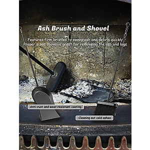 Lichamp Fireplace Tools Set, 5-Pieces Indoor Outdoor Sturdy Fire Place Poker Sets with Retro Handle, FTS25BK