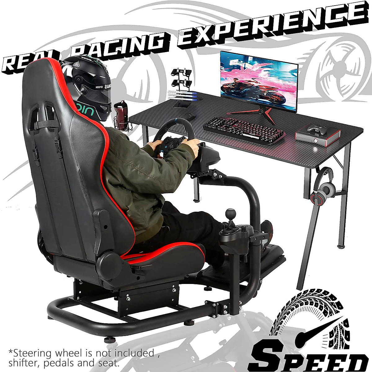 Dardoo G920 Gaming Simulator Cockpit Compatible with Logitech G27 G29 G923, Fanatec, Thrustmaster T300RS,TXRW Base for PS4,Xbox PC, Wheel Stand Without Wheel, Pedal, Handbrake and Seat