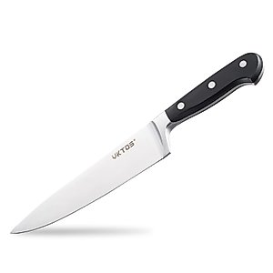 vktos Chef Knife - 8 Inch Professional Kitchen Knife - Stainless Steel Ultra Sharp Chef's Knife, Black (8-inch Chef's Knife)