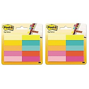 Post-it Page Markers, Assorted Bright Colors, 1/2 x 2-Inches, 50-Markers/Pad, 10-Pads/Pack, 2-Pack