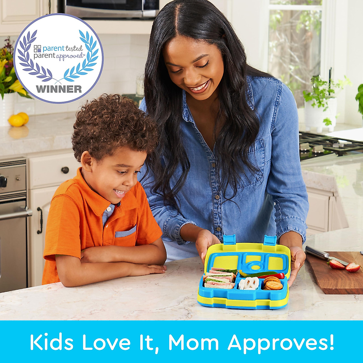 Bentgo Kids Bento-Style 5-Compartment Leak-Proof Lunch Box - Ideal Portion Sizes for Ages 3 to 7 - Durable, Drop-Proof, Dishwasher Safe, BPA-Free, & Made with Food-Safe Materials (Citrus Yellow)