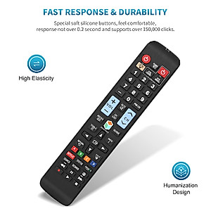 Universal Remote Control for All Samsung TV Remote LCD LED QLED SUHD UHD HDTV Curved Plasma 4K 3D Smart TVs, with Buttons for Netflix, Prime Video, Smart Hub-Backlit