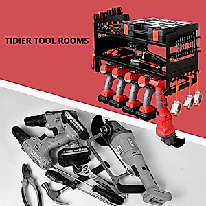 JUJULY Power Tool Organizer Wall Moun 5 Drill Holdert,Garage Heavy Duty Floating Tool Organization And Storage For Workshop Shelves