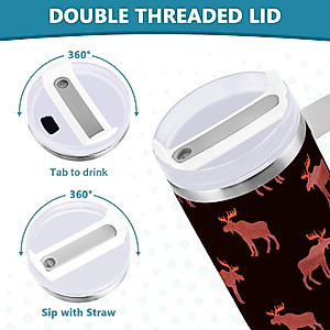 ZZXXB Red Moose Insulated Stainless Steel Water Bottle with Handle and Straw Lid Double Walled Travel Mug 40 oz