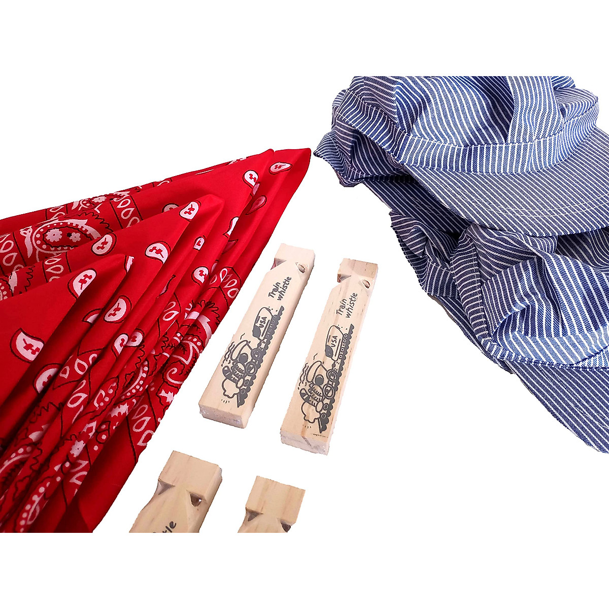 Children's Train Conductor Dress Up - Hat, Whistle, and Bandana (4 SETS)