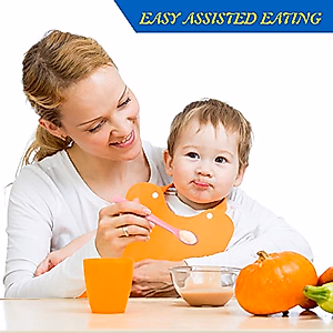 JUSONEY Silicone Baby Spoons - First Stage Baby Self Feeding Spoons 6+ Months,Shorter and Longer Infant Spoons Set for Parent and Self-Feeding,BPA Free Baby Led Weaning Spoons Training Spoon (8 Pack)