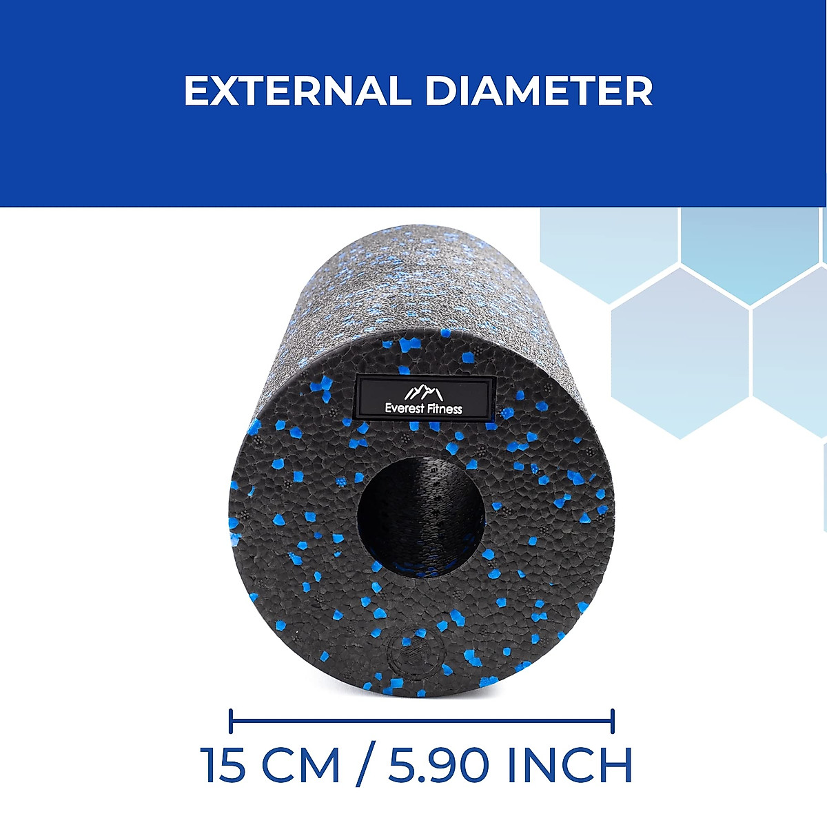 EVEREST FITNESS Foam Roller - Medium Density Level - Foam Rollers for Back Pain or Muscle Massage - Physical Therapy Roll for Legs or Body - Deep Tissue Massage - Black/Blue
