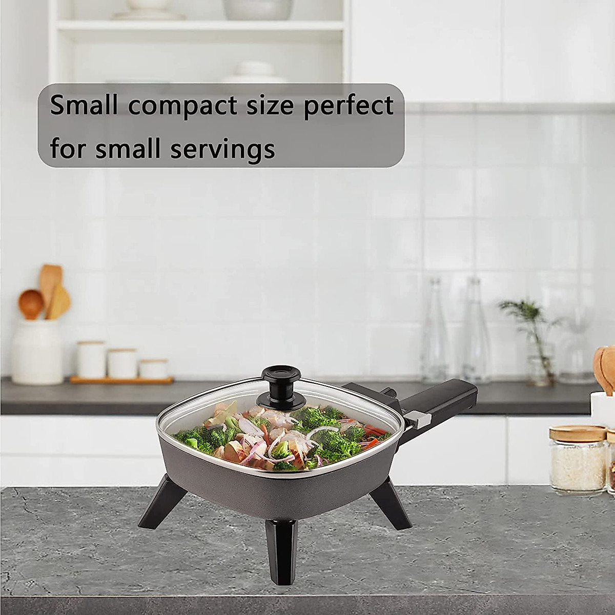 6-inch Small Electric Skillet - with glass lid - Serves 1 to 2 People