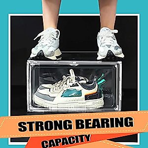 EDS FAM 4 Pack Sneaker Storage for Sneakerheads Shoe Boxes Crates Clear Plastic Stackable Boot Display Case