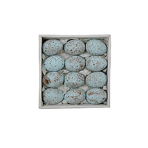 Creative Co-Op Boxed Set of 12 Blue Speckled Ceramic Robin Eggs