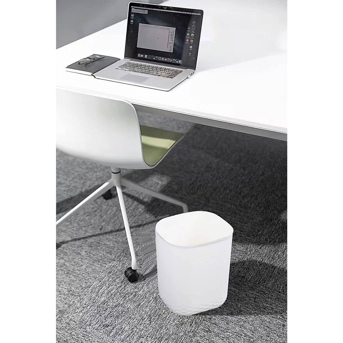 Diyalor Small Trash Can for Bathroom with 60 Trash Bags,2.3 Gallon Bathroom Garbage Can Wastebasket (1, White)