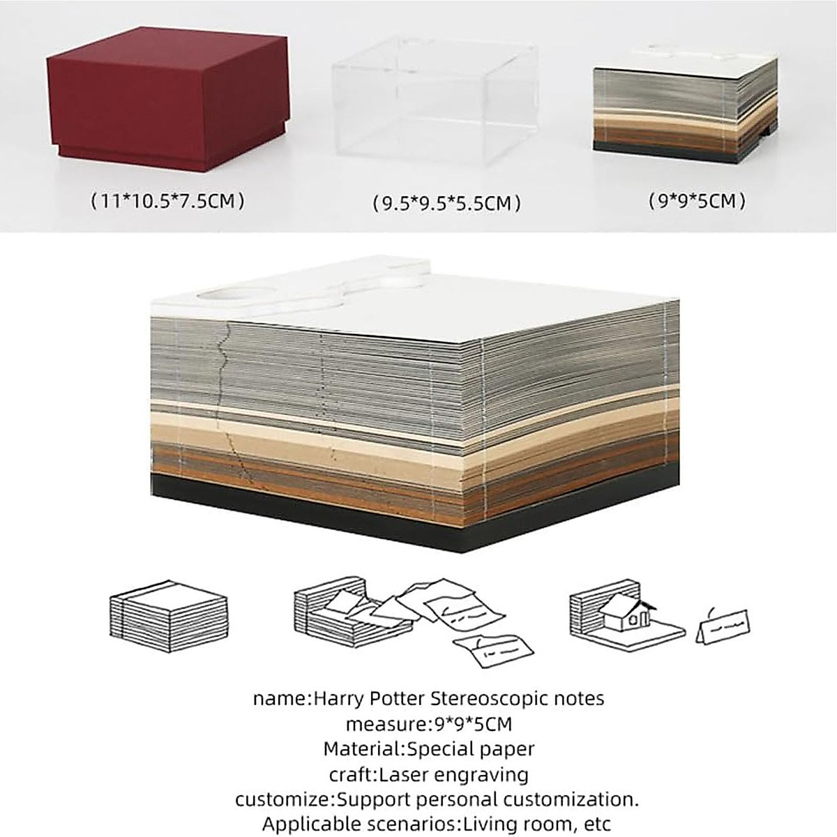 Art Calendar 2023 New Mini 3D Calendar 2024,Artimemo Calendar 2024,3D Art Calendar 2024,3D Memo Pad, 2024 Desk Calendar Memo Pad (2024 Calendar with light)