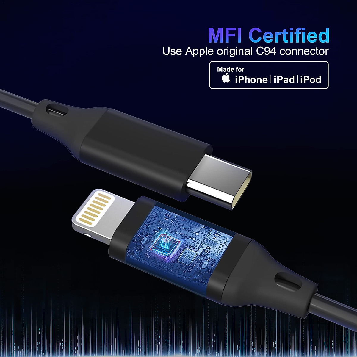 Bawanfa Coiled USB-C to Lightning Cable - MFi Certified Retractable USB C iPhone Cord - Short Charging Cable for Car Compatible with iPhone 13 12 11 Pro Max XR XS X (CarPlay Compatible)