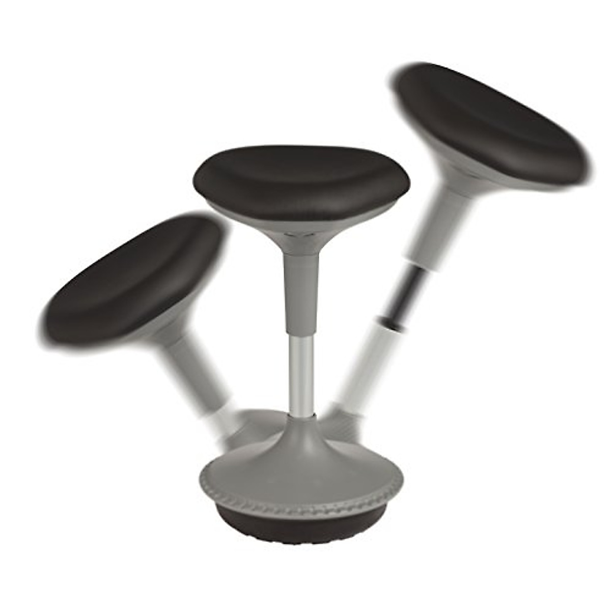 Adjustable Height Active Learning Stool - Padded Office Desk Chair with Rocking, Wobble, Tilting Motion - Black