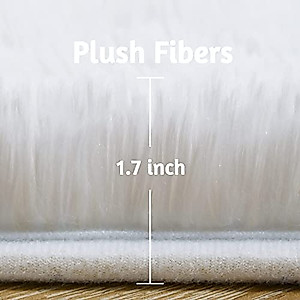 Flagover Super Soft Area Rugs Carpets, Fluffy Shaggy 5x8 White Rugs for Living Room Bedroom Girls Kids Room Furry Plush Carpets New Upgraded Fuzzy Bedside Rugs Fuzzy Home Dorm Decor Floor Mats