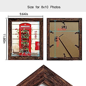 SESEAT 8x10 Picture Frame Rustic Brown, Display Pictures for Wall and Tabletop, 1 Pack