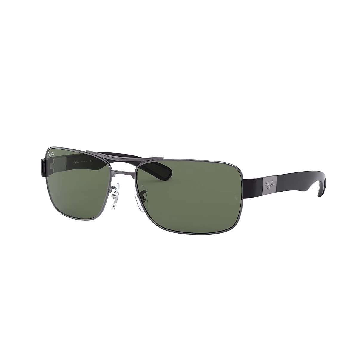 Ray-Ban Men's RB3522 Square Sunglasses, Gunmetal/Dark Green, 64 mm + 1