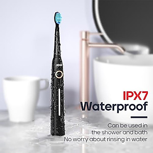 SEAGO Electric Toothbrush for Adults, with 8 Heads and 5 Modes, Rechargeable Sonic Tooth Brush One Charge for 30 Days, with 2 Mins Timer(Black)