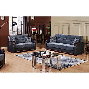 BEYAN Montana Gray Black Modern Two-Tone Upholstered Convertible Sleeper Sofa with Storage, 88"