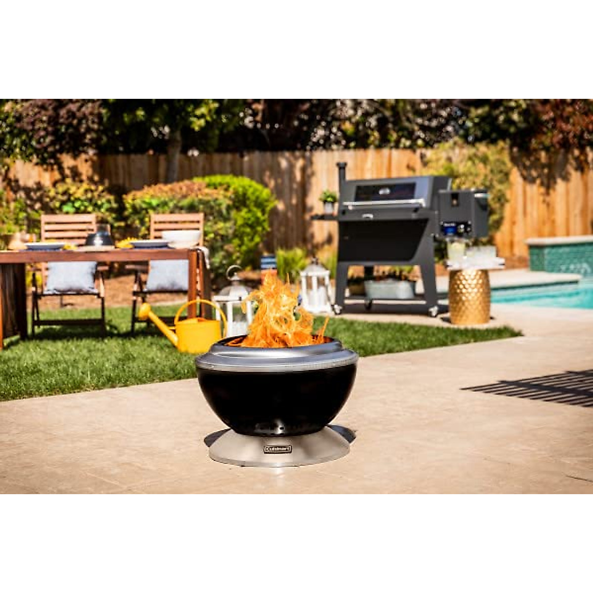 Cuisinart 24” Cleanburn Smokeless Fire Pit with Removable Base for Ash, Portable Outdoor Wood Burning Fireplace, Smoke Free Stainless Steel Outdoor Heater, Enhanced Airflow and Easy Cleanup