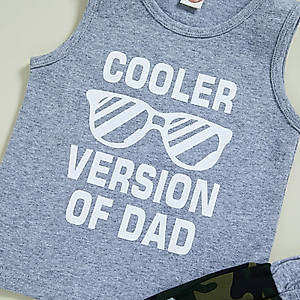 Sinhoon Baby Boy Shorts Clothes Toddler Cooler Version of Dad Print Vest Tops Camouflage Pants Summer Outfit 2Pcs Set(Gray,18-24 Months)