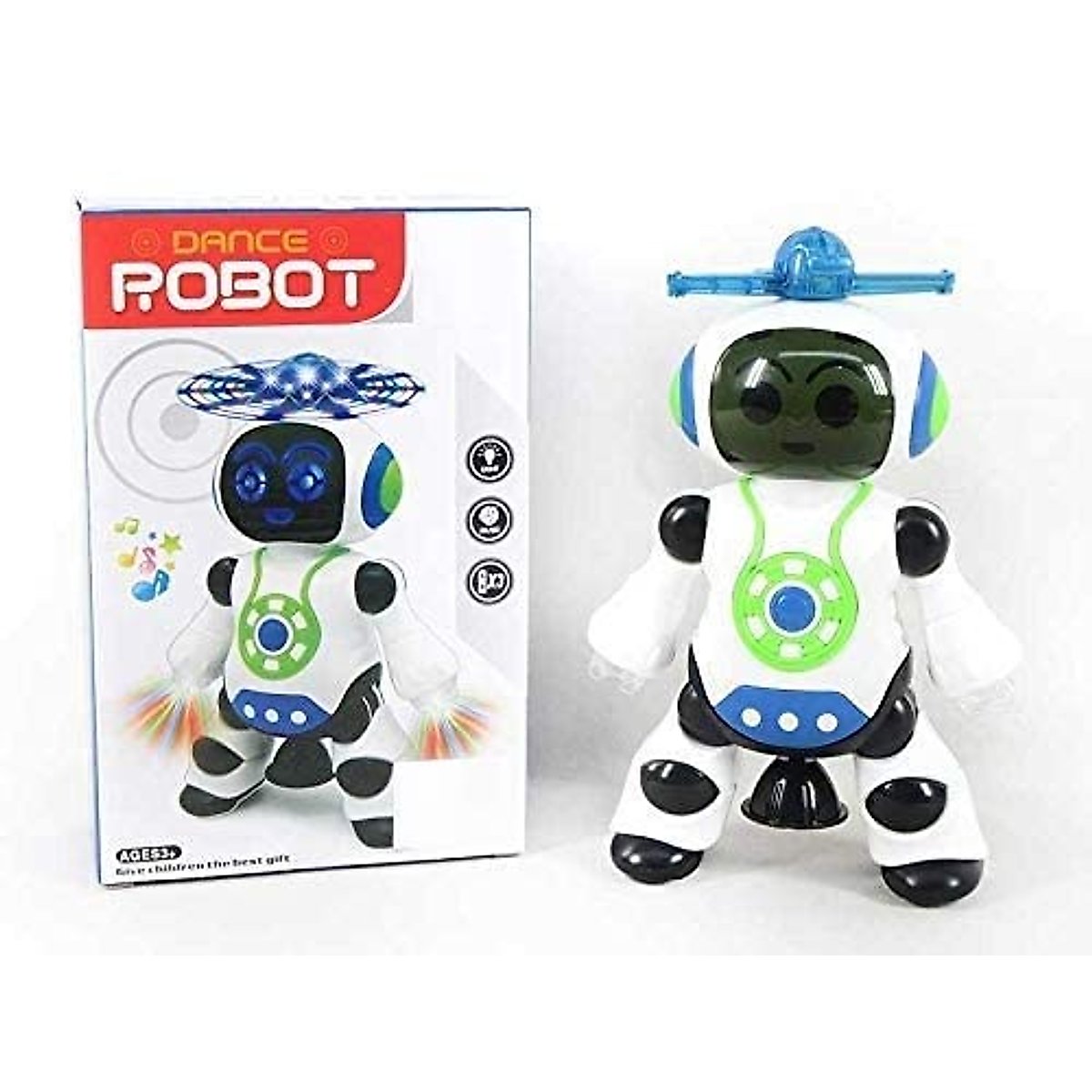 SIDD Dancing Robot with Music, Robot for Kids with 3D Flashing Lights, 360 Degree Rotation Toy Robot for Kids -Plastic,Multi Color,Pack of 1