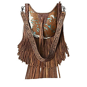 American Darling Large Crossbody Hand Carved Leather Fringe Purse for Women Western Handbags Purses Clutch Shoulder Bags (ADBG351)