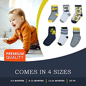 PEAK 2 PEAK Unisex 6-Pack Construction Ankle Socks - Size 2T-4T