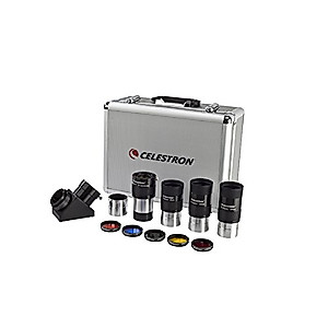 Celestron – 2” Eyepiece and Filter Accessory Kit – 12 Piece Telescope Accessory Set – E-Lux Telescope Eyepiece – Barlow Lens – Colored Filters – Diagonals – Sturdy Metal Carry Case