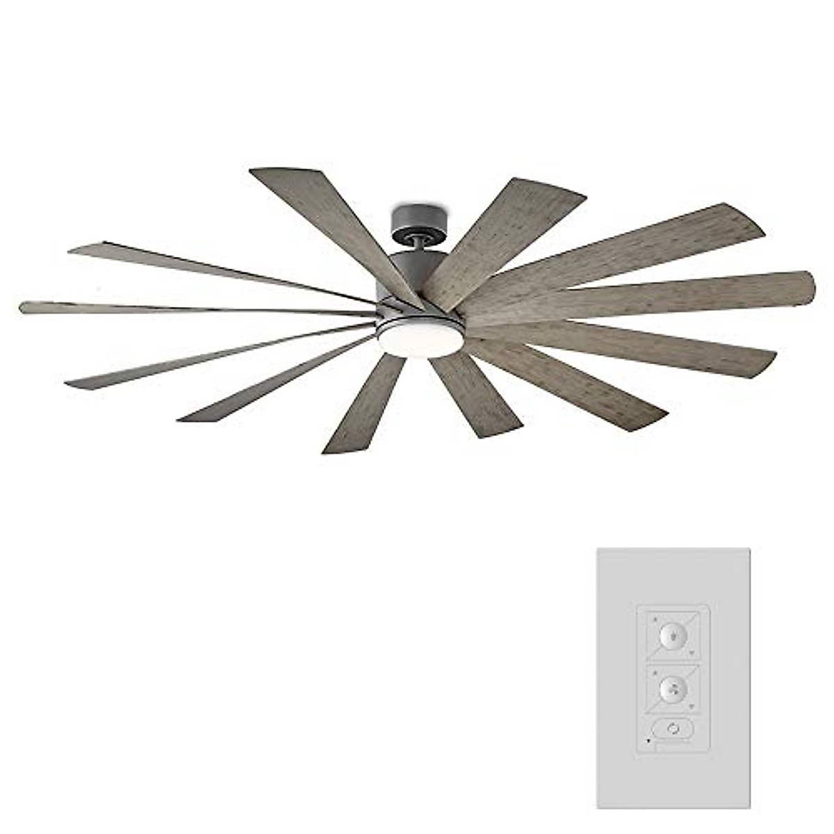 Modern Forms FR-W1815-80L-GH/WG Windflower 80 Inch 12 Blade Indoor/Outdoor Smart Fan with Six Speed DC Motor and LED Light in Graphite Finish Works with Nest, Ecobee, Google Home and iOS/Android App,