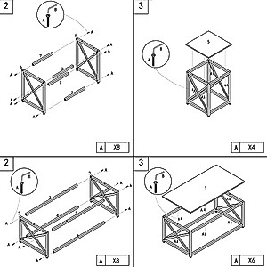 Coral Flower Modern Coffee Table Includes Coffee Table and Two End Tables, Modern Industrial Metal and Wood Occasional Tables, 3pc, Dark Oak