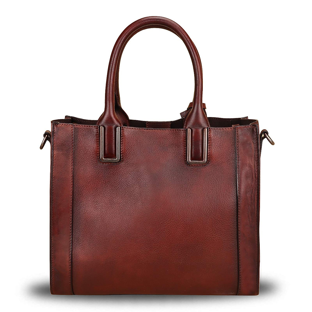 Genuine Leather Satchel Handbag for Women Vintage Handmade Shoulder Bag Cowhide Tote Purse (Coffee)