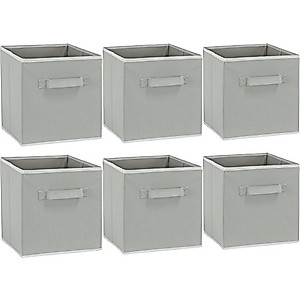 6 Pack - SimpleHouseware Foldable Cube Storage Bin, Grey