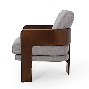Christopher Knight Home Sheila Mid-Century Modern Fabric Bentwood Accent Chair, Gray + Dark Brown