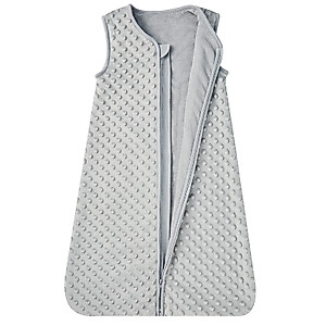 DaysU Baby Sleep Sack with Plush Dots 18-24 Months, 2.5 TOG Sleeveless Baby Wearable Blanket with 2-Way Zipper, Sleeping Bag for Toddler, Grey