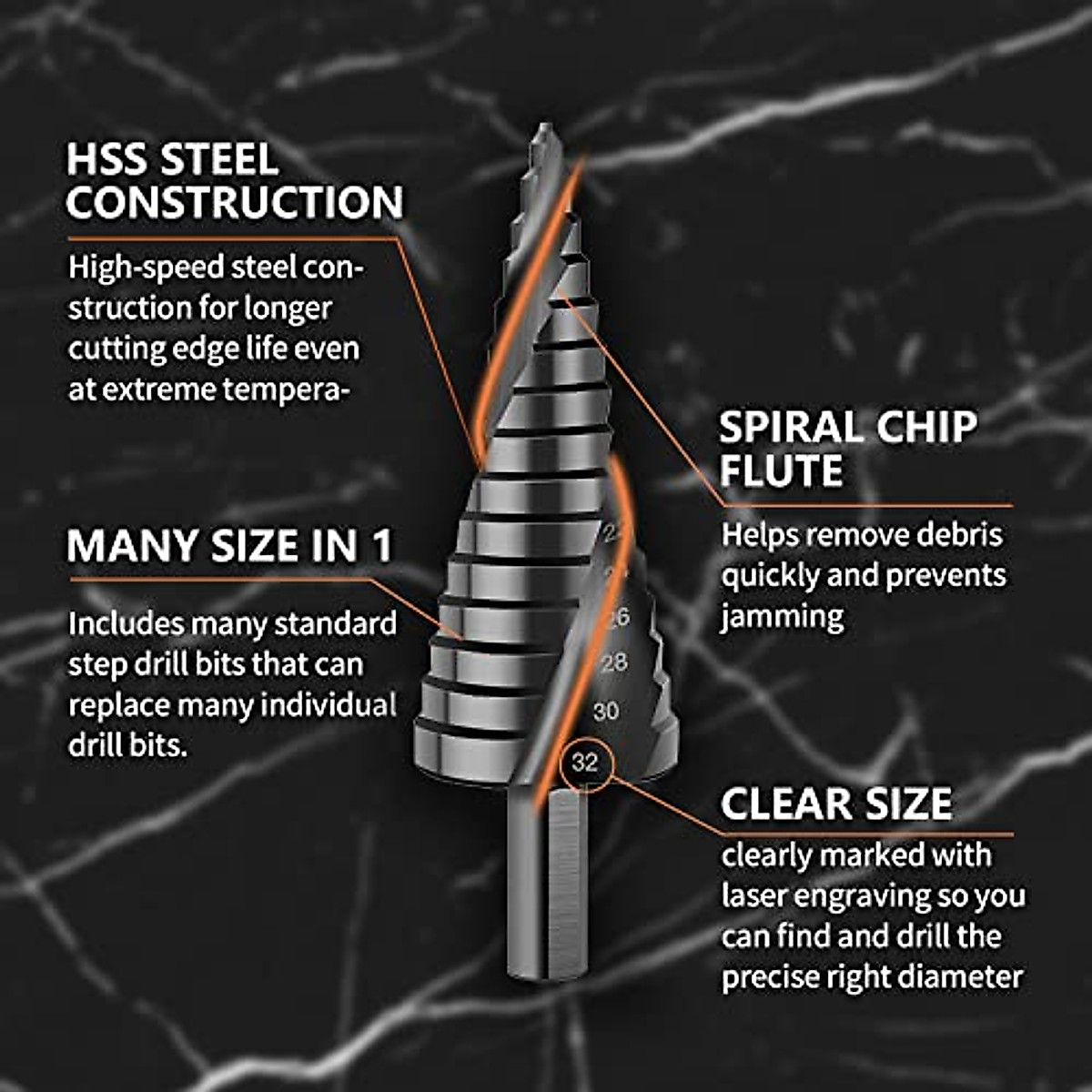 3PCS HSS Step Cone Drill Bit Set High Speed Steel Titanium Coated Hole Cutter Toll Set with Hex Shank Metric for Plastic Wood Metal Aluminum Copper (4-12mm, 4-20mm and 4-32 mm)