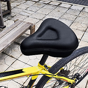 ANZOME Bike Seat Cushion, Wide Gel Bike Seat Cover & Extra Soft Gel Bike Seat Cushion for Women Men Everyone, Fits Spin, Stationary, Cruiser Bikes, Indoor Cycling(Waterproof Case Included)