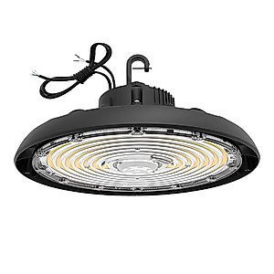 UFO LED High Bay Light with Sensor Base, 120-277Vac, 180W to 240W Adjustable Watt and CCT 3500K to 5000K, IP65 Commercial Bay Lights with 6ft Wire, 0-10V Dim Warehouse Lighting, ETL Listed, 1PK