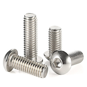 M6-1.0 x 12mm Button Head Socket Cap Screws, Allen Socket Drive, Stainless Steel 18-8, Bright Finish, Quantity 25
