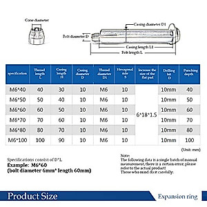 Expansion Screw,Stainless steel expansion bolts, screws, screws, 12 Pieces Expansion Screw Bolts M6 x 40/50/60/70/80/100 mm - 304 Stainless Steel Pan Head Cross Expansion Screw Sleeve Anchor Bolt Heav