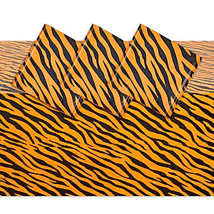 Tiger Print Tablecloths for Jungle Safari Birthday Party (54 x 108 in, 4 Pack)