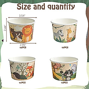 CIEOVO 48 Packs 9 oz Jungle Animals Party Paper Ice Cream Cups Disposable Jungle Safari Bowls Snack Cups Containers Dessert Bowls for Jungle Theme Birthday Wedding Baby Shower Party Decoration