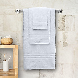 Wealuxe 12 Piece Bath Towel Set for Bathroom - 2 Bath Towels, 4 Hand Towels, 6 Washcloths 100% Cotton Soft and Plush Highly Absorbent, Soft Towel for Hotel & Spa - White
