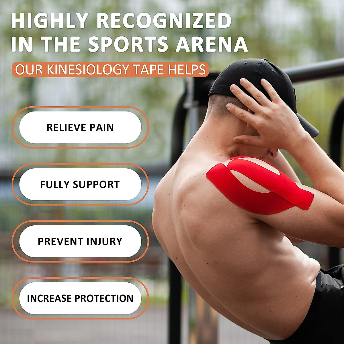 Kinesiology Tape Waterproof Sport Tape Athletic for Support & Protect Muscle Avoid Injury, 2 in. x 115 ft Black Kinesiotape Uncut Roll