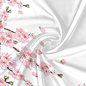Cute Flower Satin Pillowcase for Hair and Skin Japanese Flower Cherry Blossoms Silk Pillowcase Soft Satin Cooling Pillow Covers No Zipper with Envelope Closure Standard Size(20 × 26inch 1 pcs)