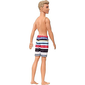 Barbie Ken Beach Doll Wearing Striped Swimsuit, for Kids 3 to 7 Years Old